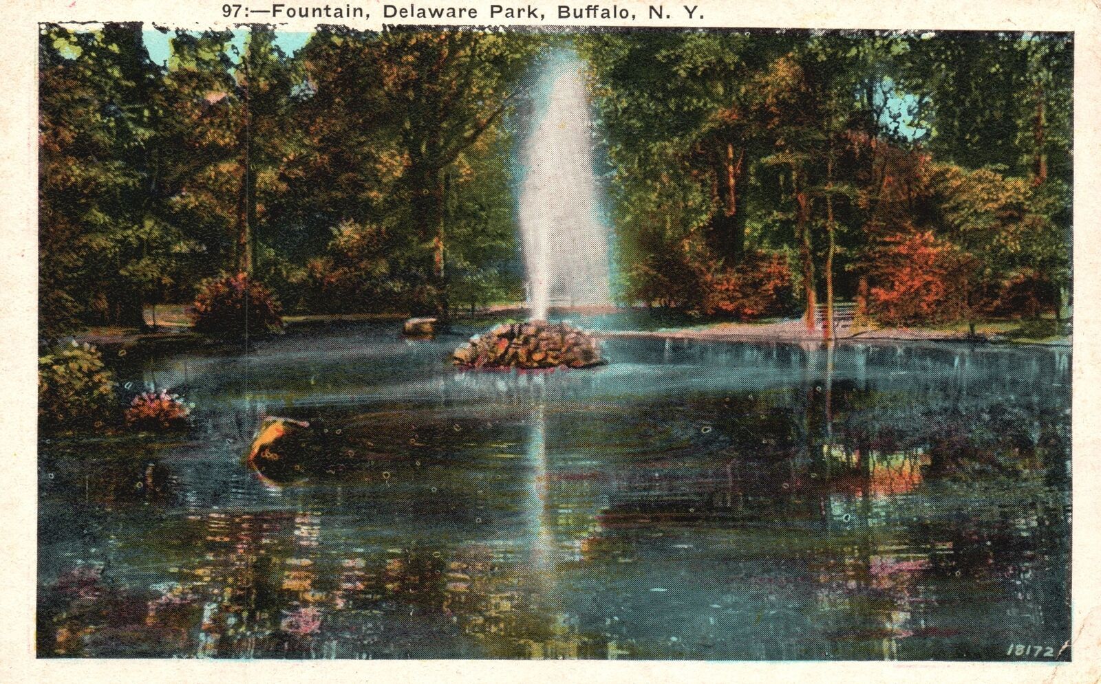 Vintage Postcard 1928 Scenic View Of Fountain Delaware Park Buffalo New ...