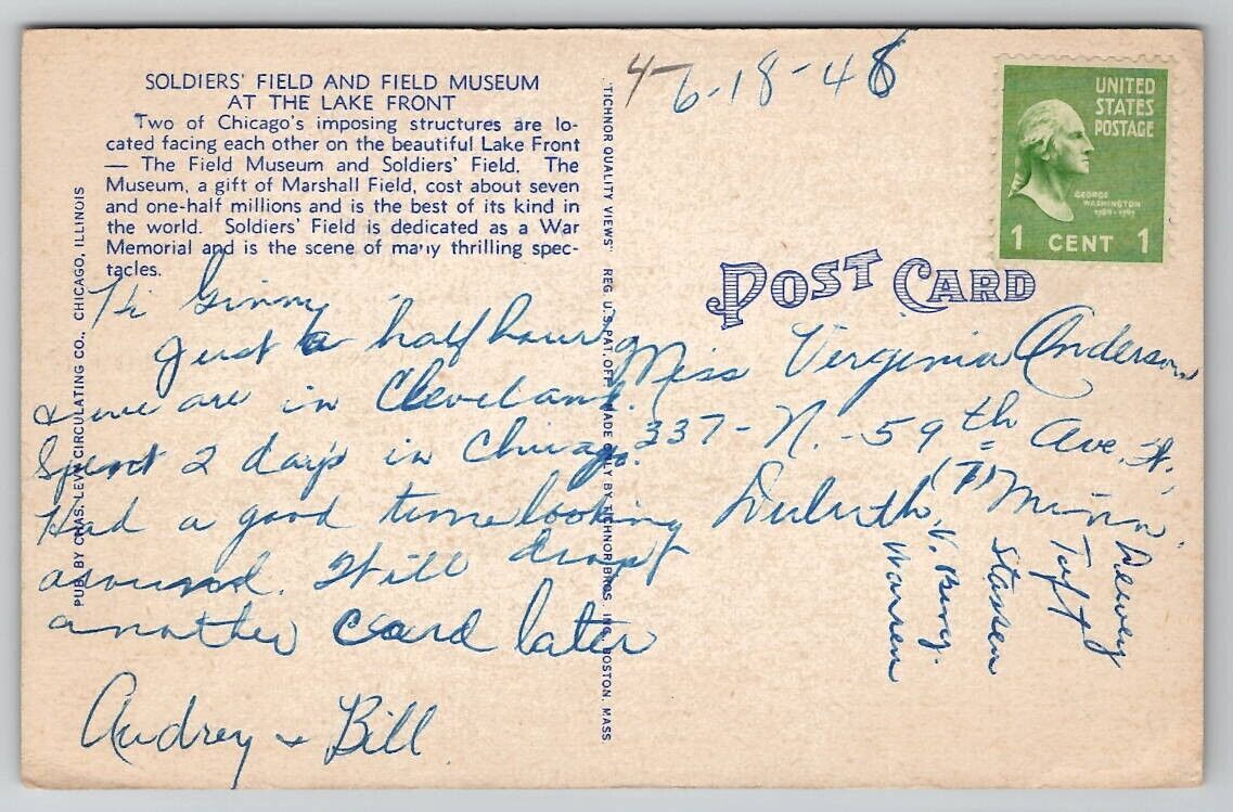 Chicago IL Soldiers Field and Field Museum at the Lake Front Postcard ...