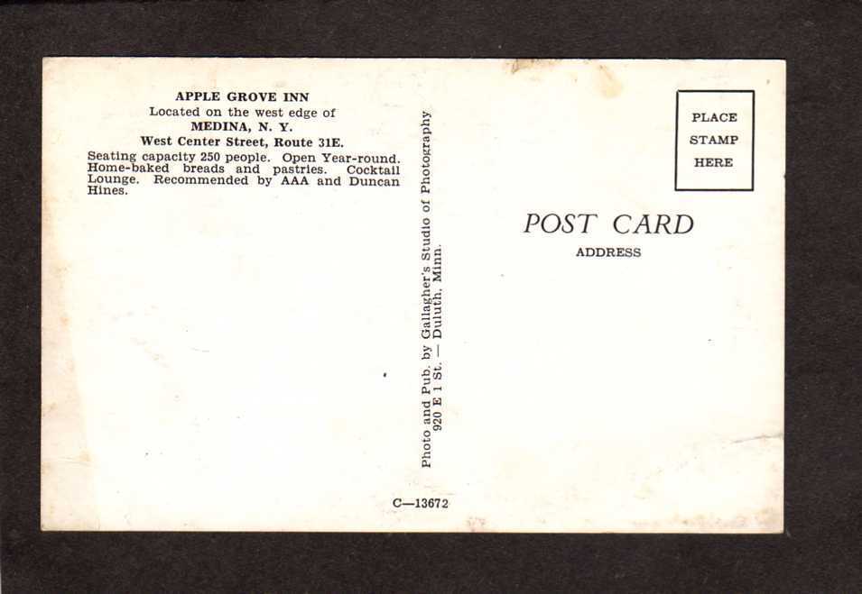 NY Apple Grove Inn Restaurant Interior View Medina New York Postcard ...