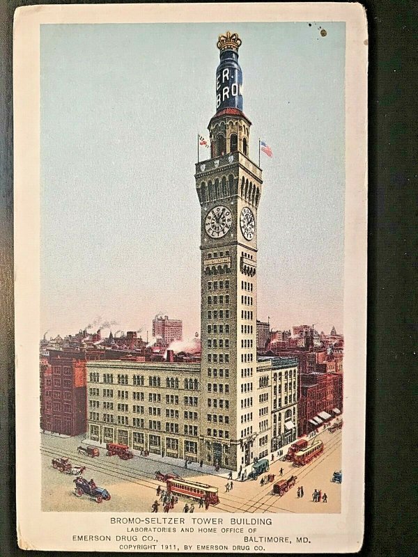Vintage Postcard 1911 Bromo-Seltzer Tower Building Emerson Drug ...
