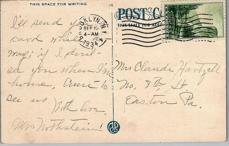 1934 Coney Island NY Luna Park Surf AVE Rare Yosemite 1c Stamp Postcard ...