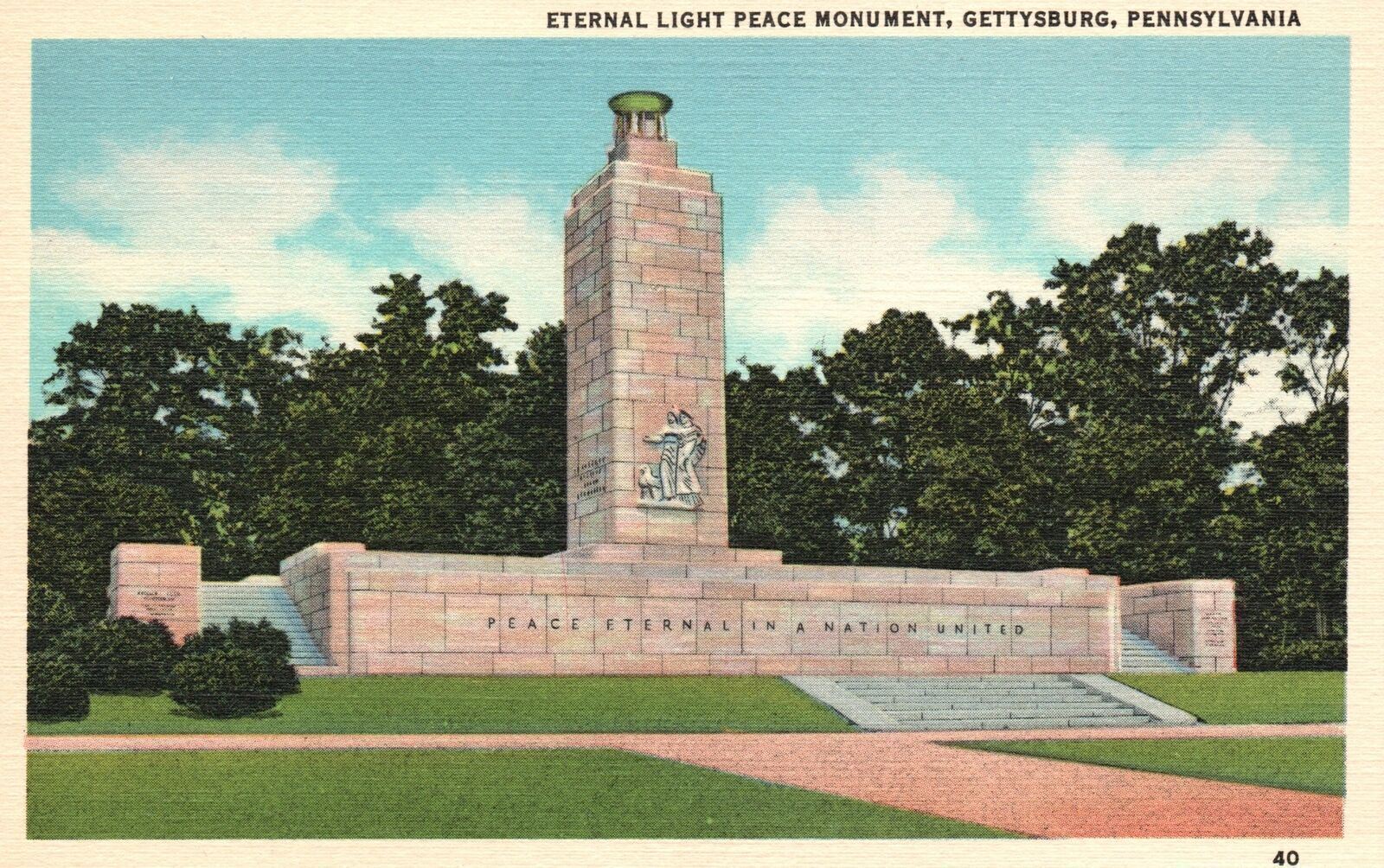 Vintage Postcard Eternal Light Peace Symbolic Monument Gettysburg ...