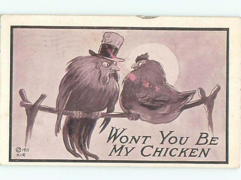 Pre-Linen Comic Humanized Chickens Wearing HAT Ab8553 | Topics ...