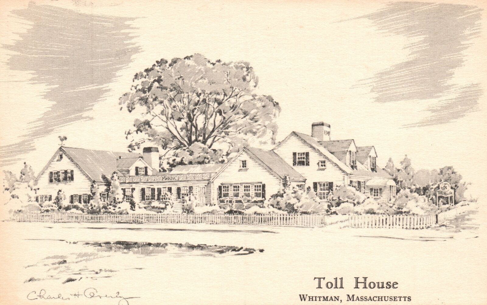 Vintage Postcard 1910's Toll House Whitman Massachusetts MA Sketch ...