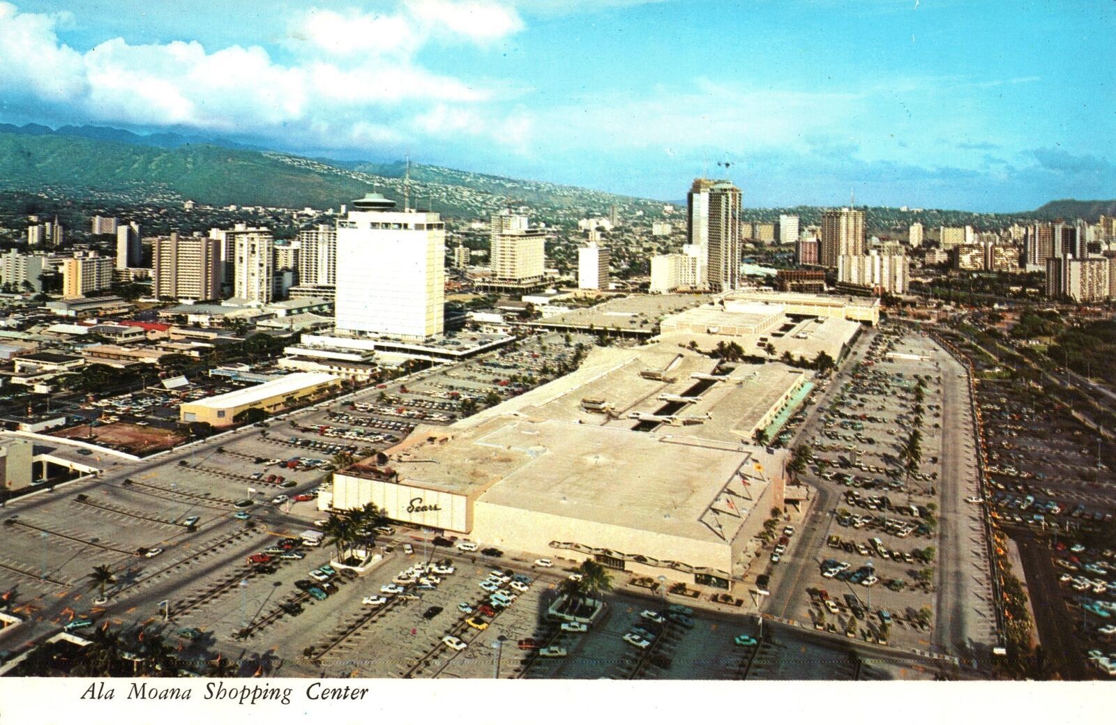 Continental Size Postcard Aerial View of the ALA Moana Shopping Center ...