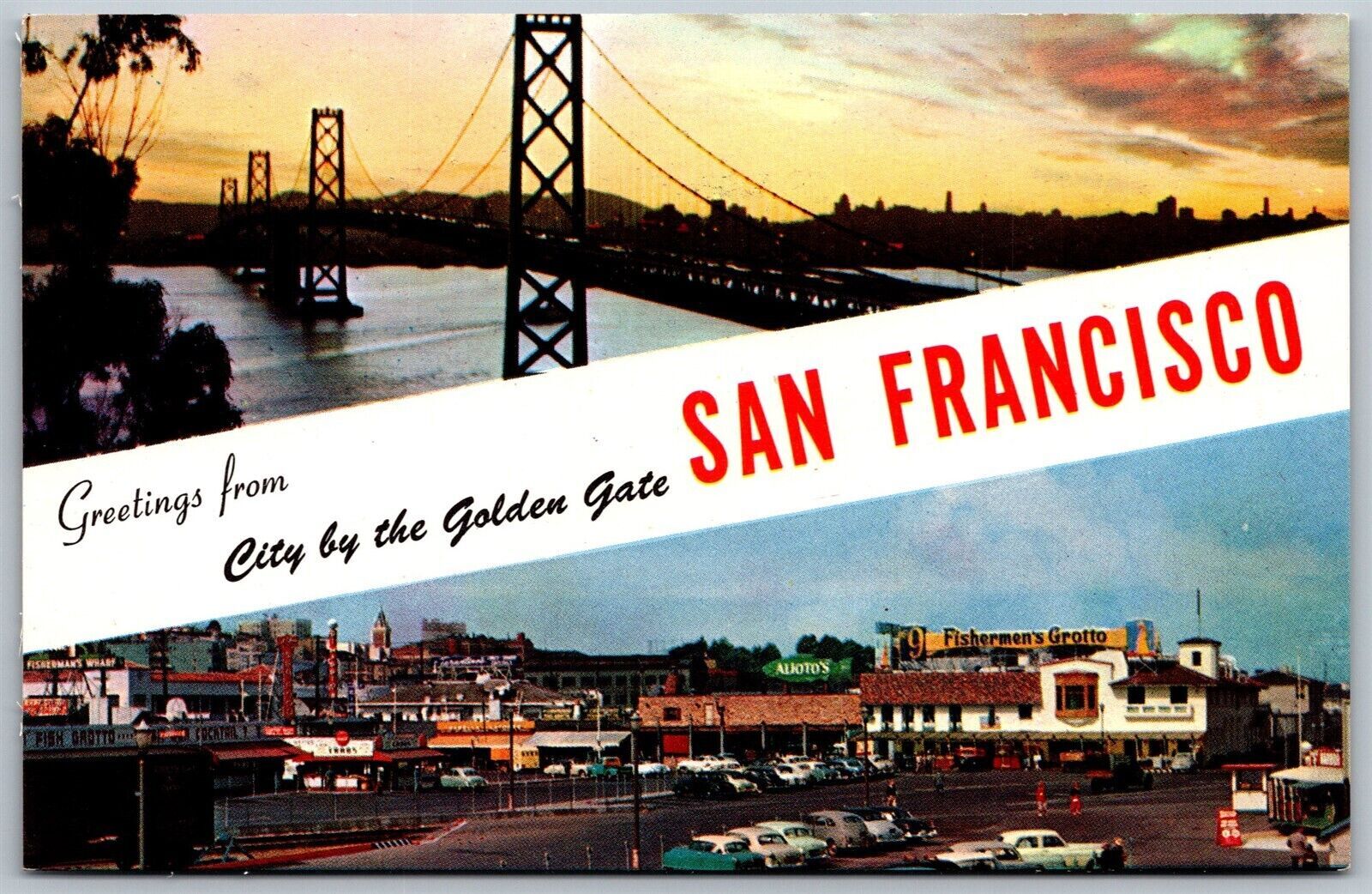 Vtg San Francisco Greetings from City by the Golden Gate Bridge 1950s ...