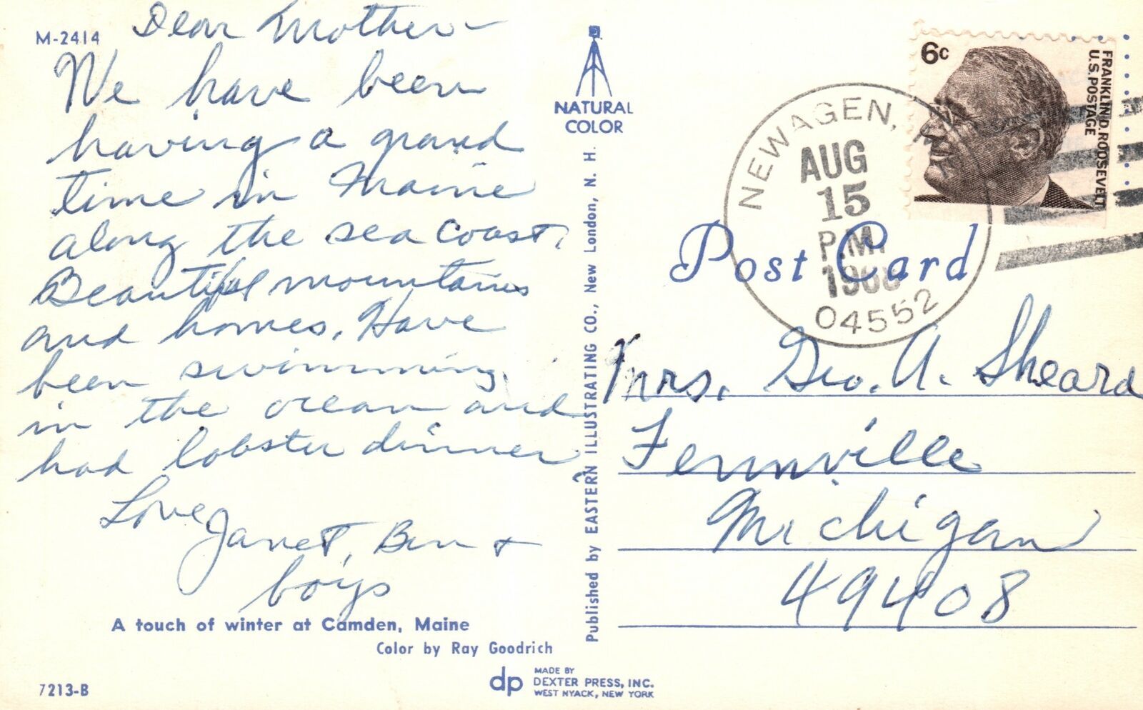 Vintage Postcard 1968 A Touch of Winter at Camden Maine ME | United ...