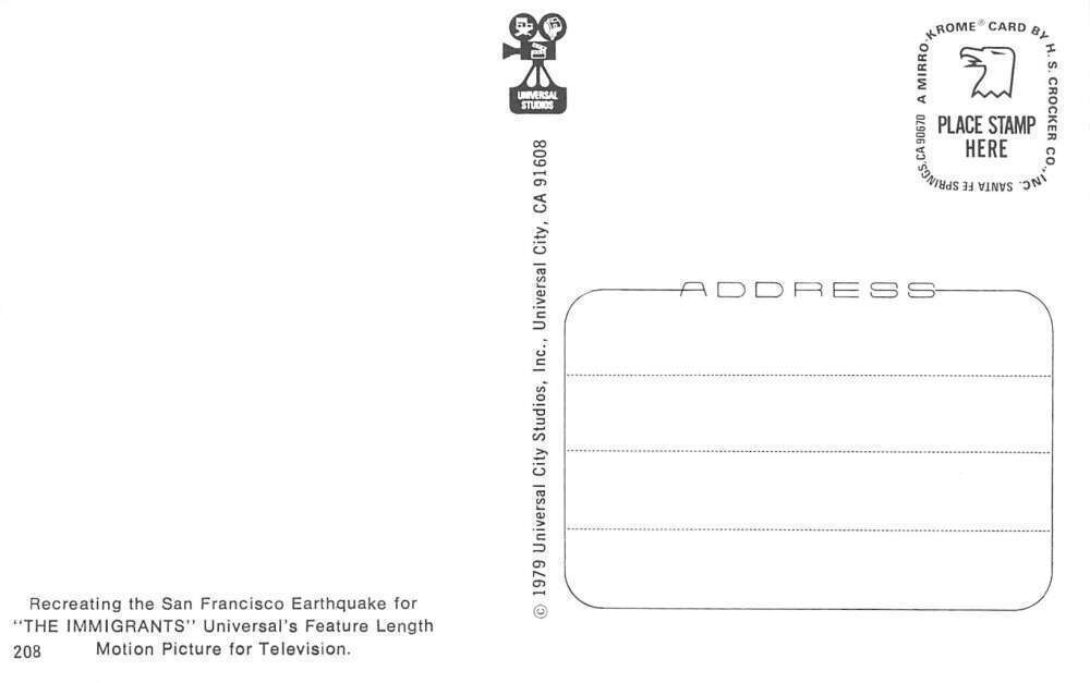 Universal Pictures Movie Set San Francisco Earthquake Fire Postcard ...