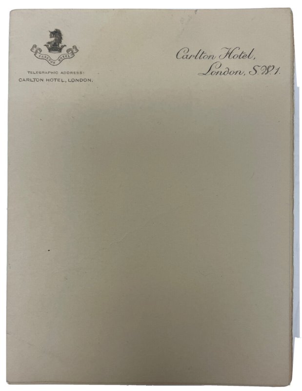 Vintage Carlton Hotel, London Stationary Paper 2 Sheets | Canada ...