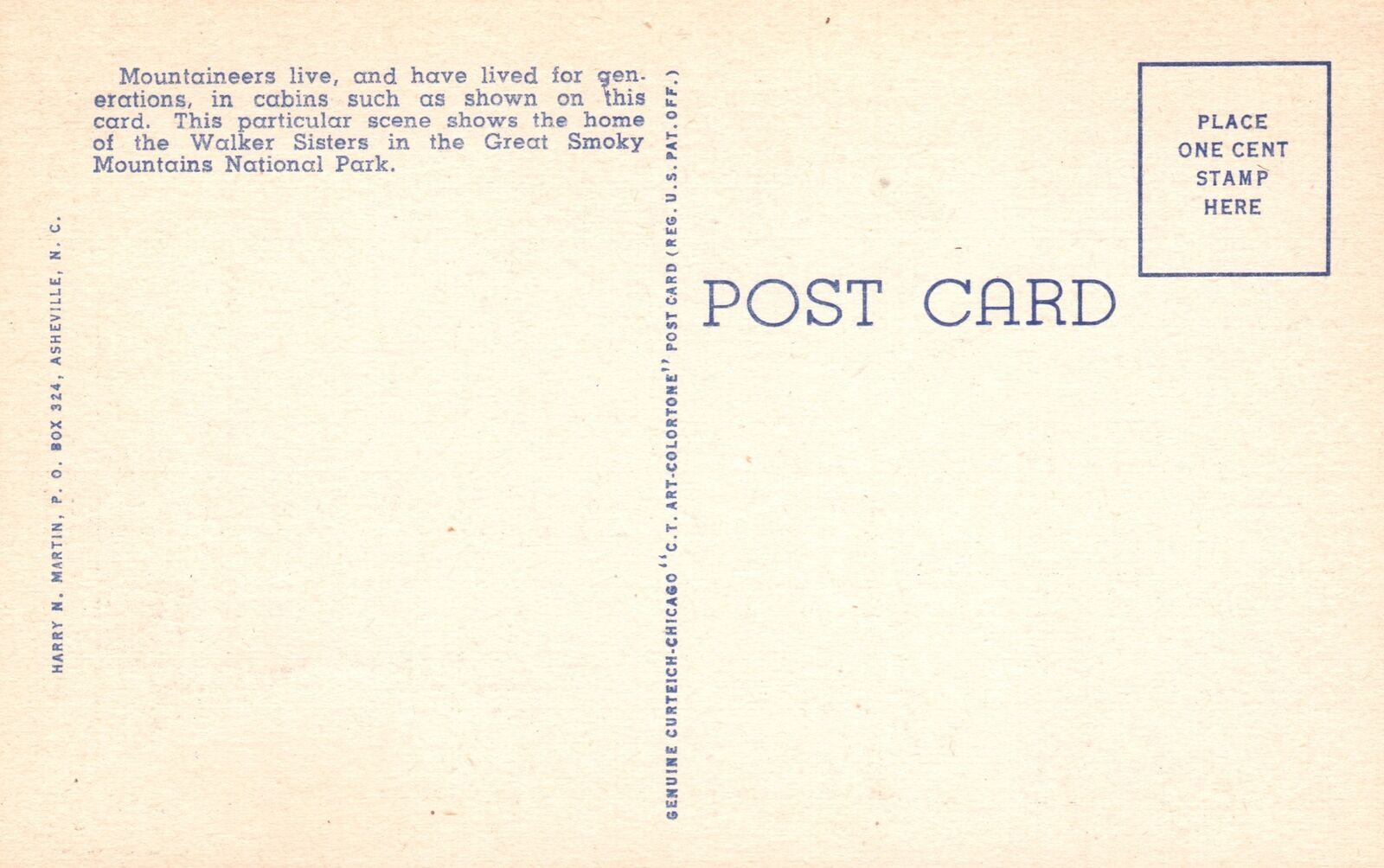 Vintage Postcard Typical Home In Great Smoky Mountains National Park ...