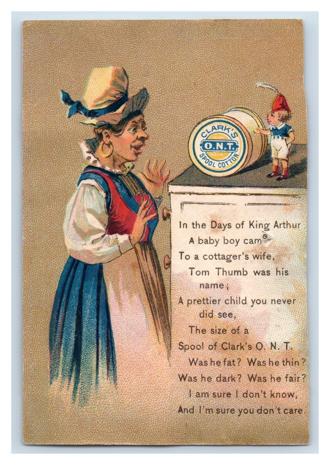 1880s Scrap Lot Of 2 Clark's Thread Rhyme & Reason Tom Thumb Palmer Cox ...