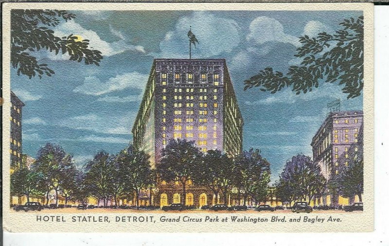 CG-237 MI, Detroit, Hotel Statler Grand Circus Park Chrome Era Postcard ...