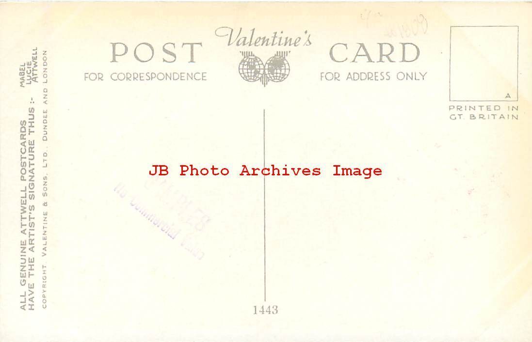 Mabel Lucie Attwell, Valentine No 1443, Girl with Watch, Good Time A ...