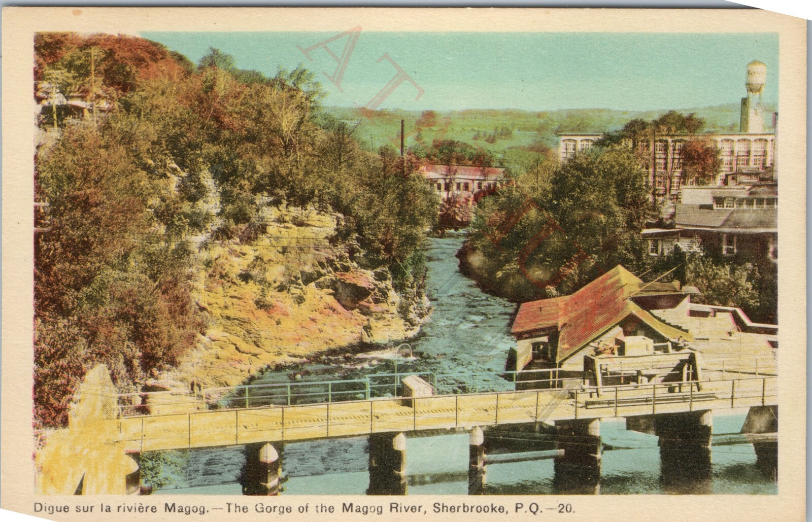 c1930s Sherbrooke, Quebec, Canada Gorge Magog River Dam Bridge Water ...