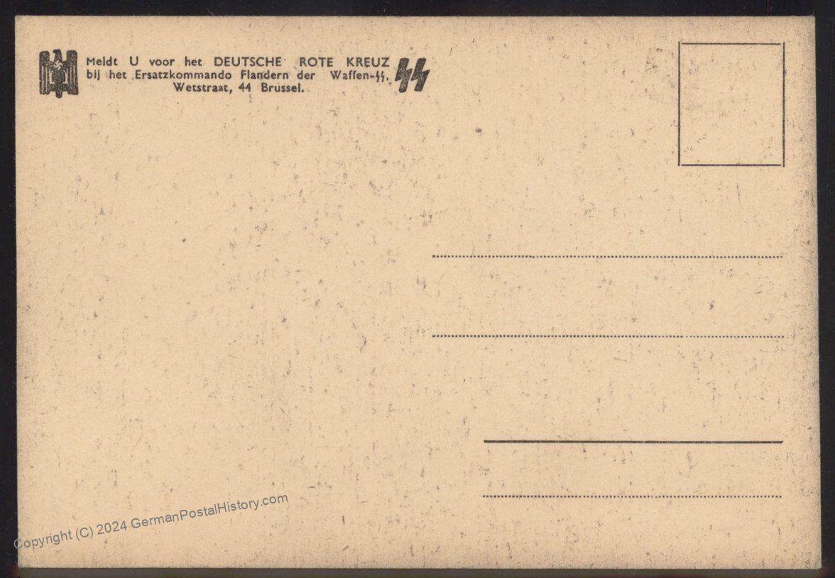 3rd Reich Germany Belgium Waffen SS Belgian Nurse Flanders Legion Card ...