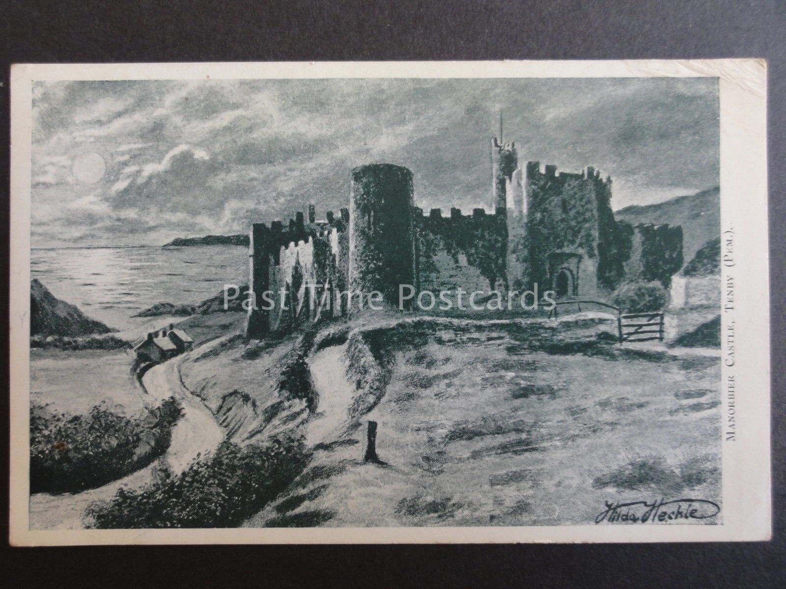 Pembrokeshire TENBY Manorbier Castle after Hilda Hechle - Old Postcard ...
