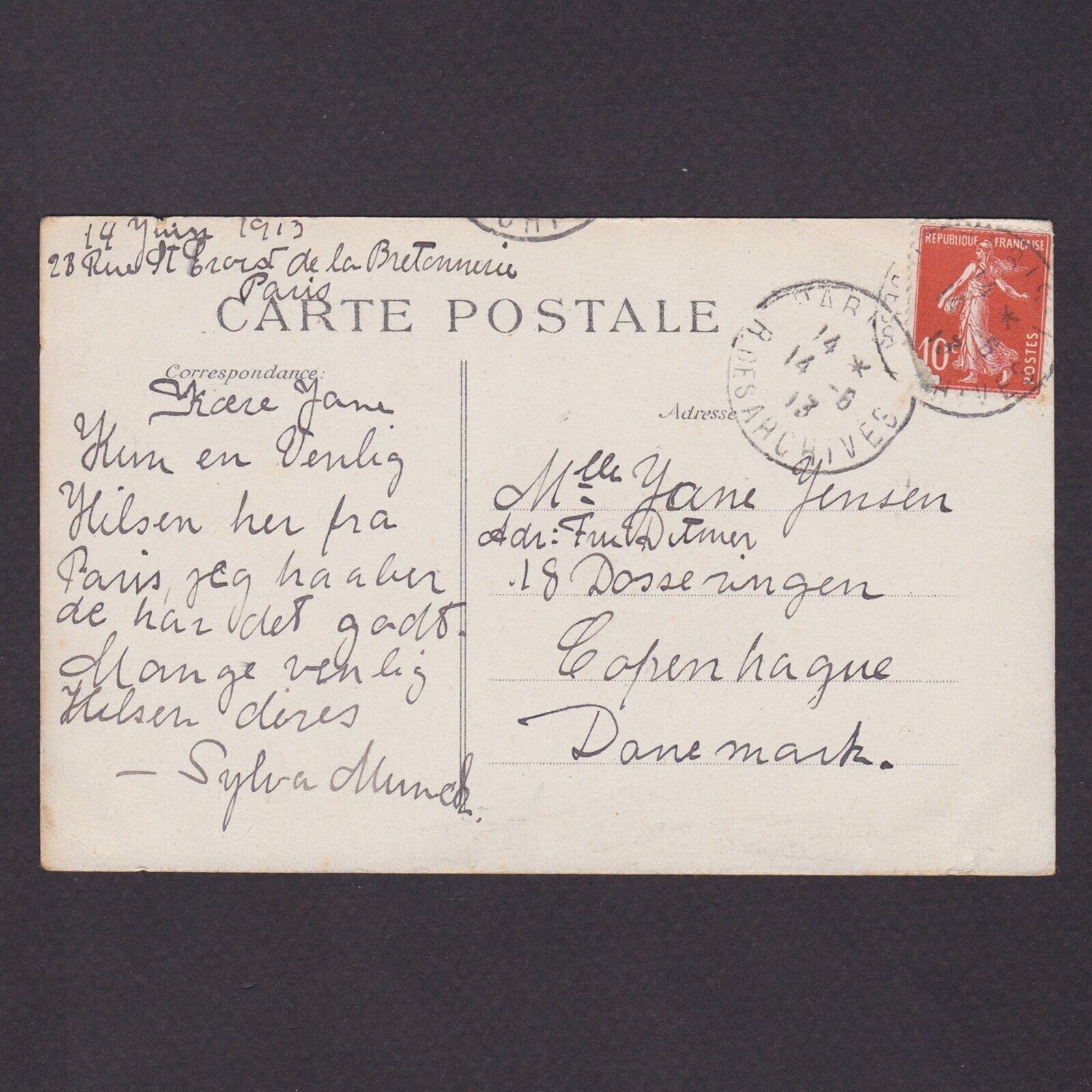 FRANCE 1913, Postcard, Paris, Sacré-Cœur & Funicular, send to Denmark ...