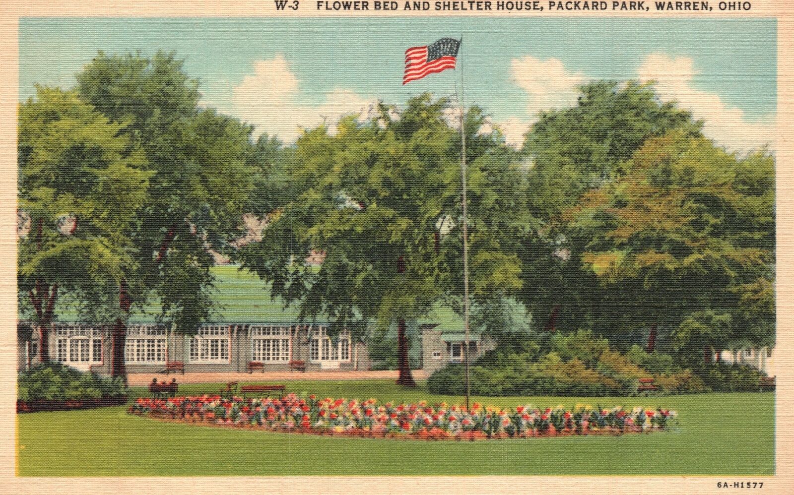 Vintage Postcard 1920's Flower Bed & Shelter House Packard Park Warren ...