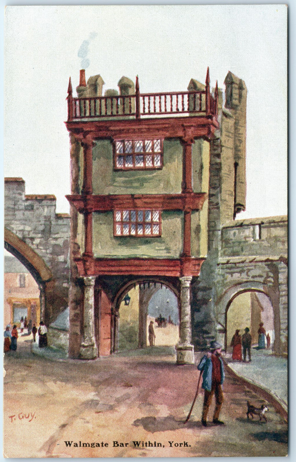 c1910s York, England Walmgate Bar Medieval Gatehouse Arched Passages ...