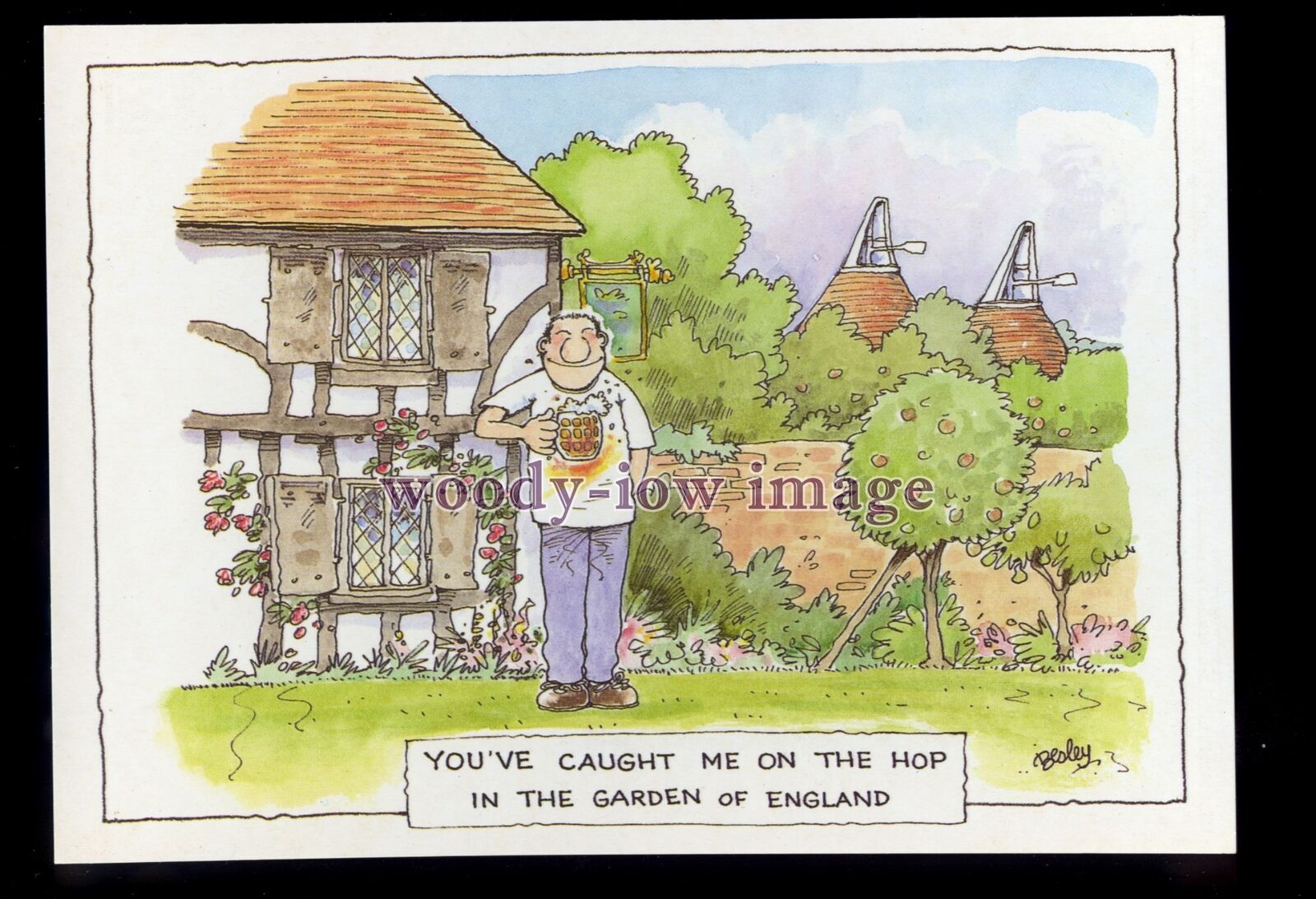 BES109 - Caught me on the Hop in the Garden of England! comic postcard ...