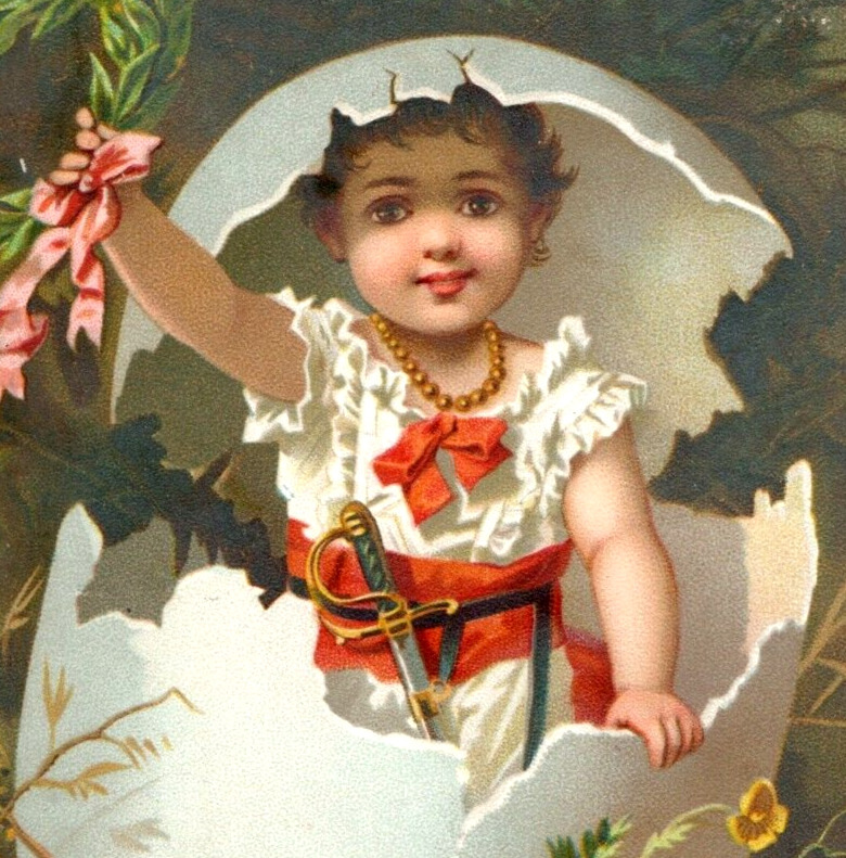 1880s Victorian Easter Trade Cards Babies Hatching From Big Eggs Lot Of ...