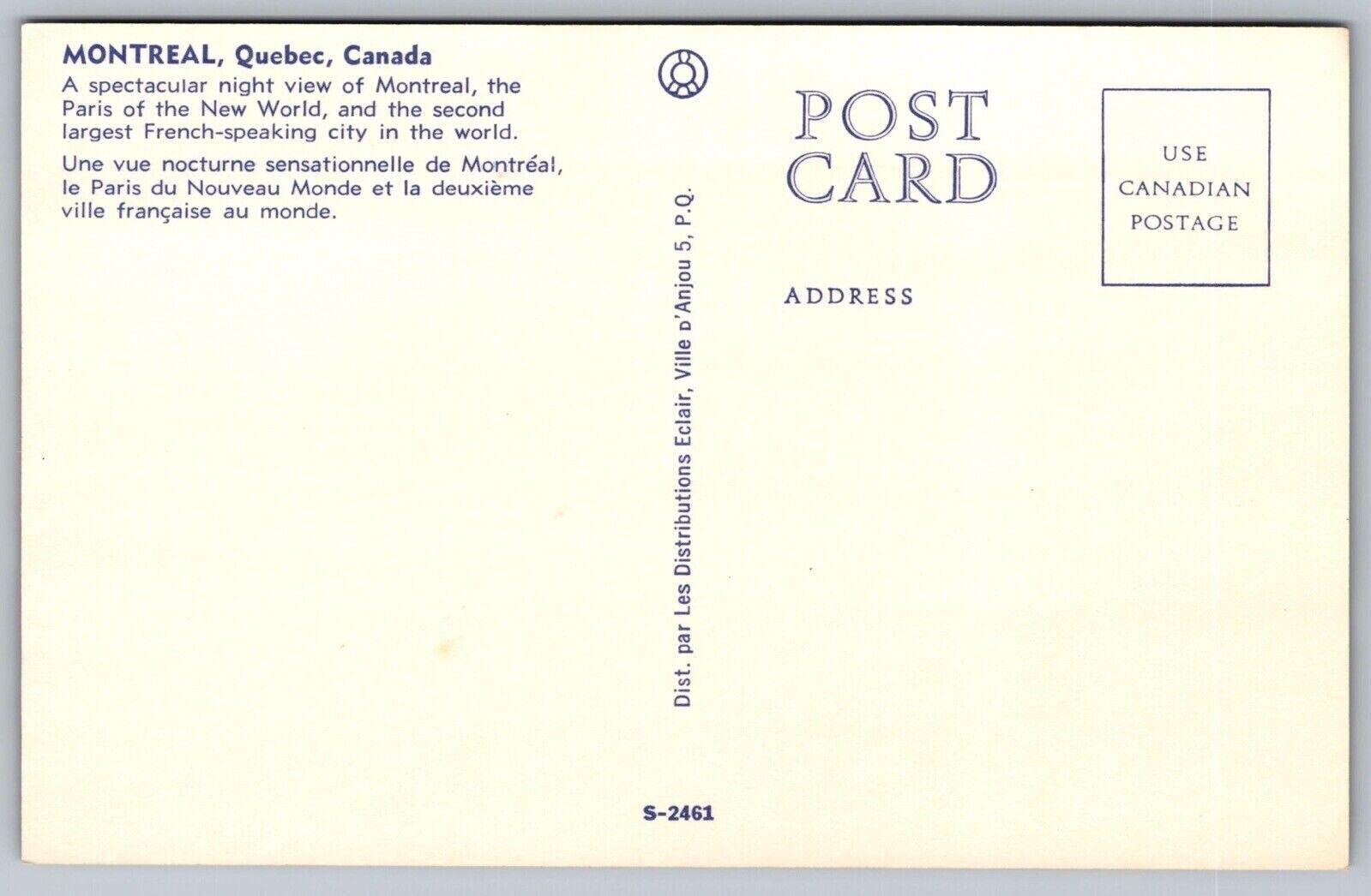 Montreal Quebec Canada City Skyline Scenic Night View Chrome UNP ...