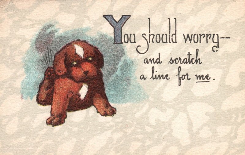 Vintage Postcard 1910's You Should Worry And Scratch A Line For Me ...