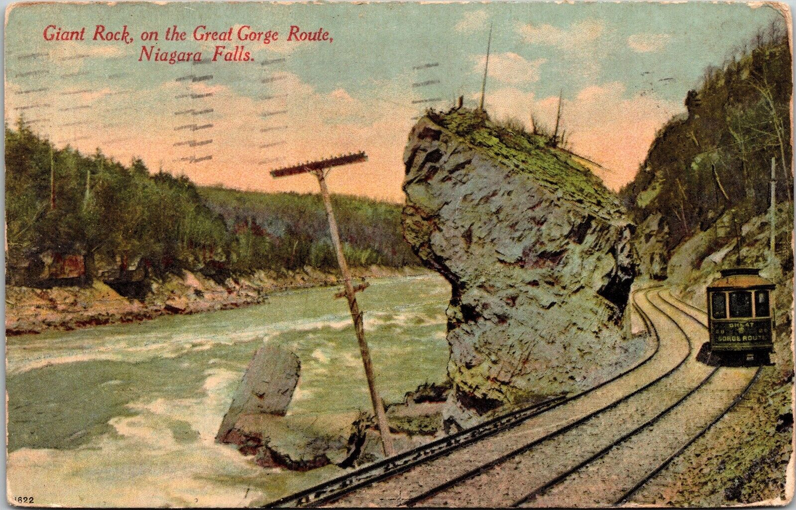 Giant Rock Great Gorge Route Niagara Falls Trolley Postcard RR Track ...