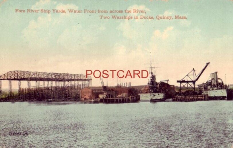 1912 Fore River Ship Yards, TWO Warships in Docks, Quincy, Mass ...