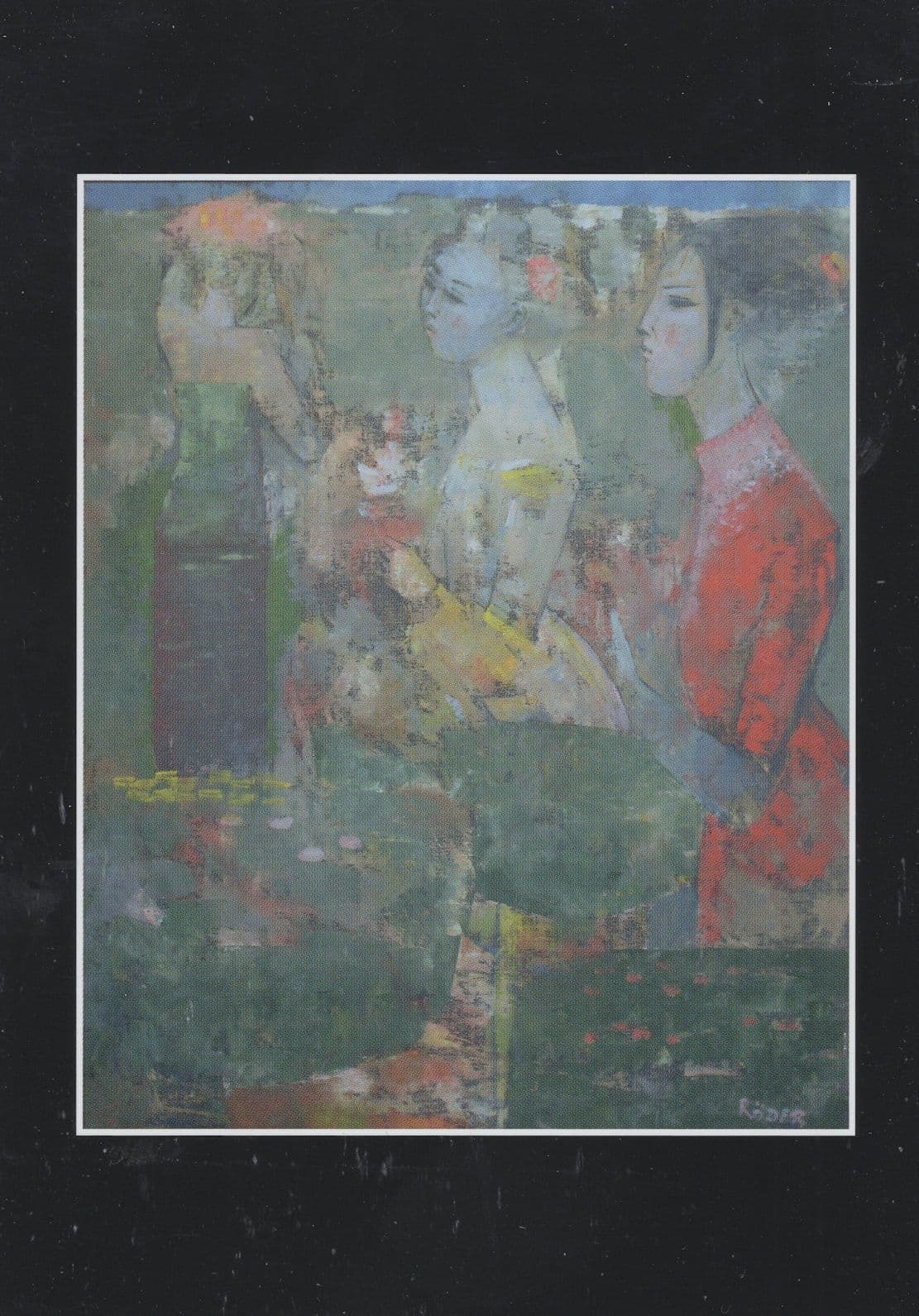 In The Garden Women Apparitions Endre Roder Art Deco Painting Postcard ...