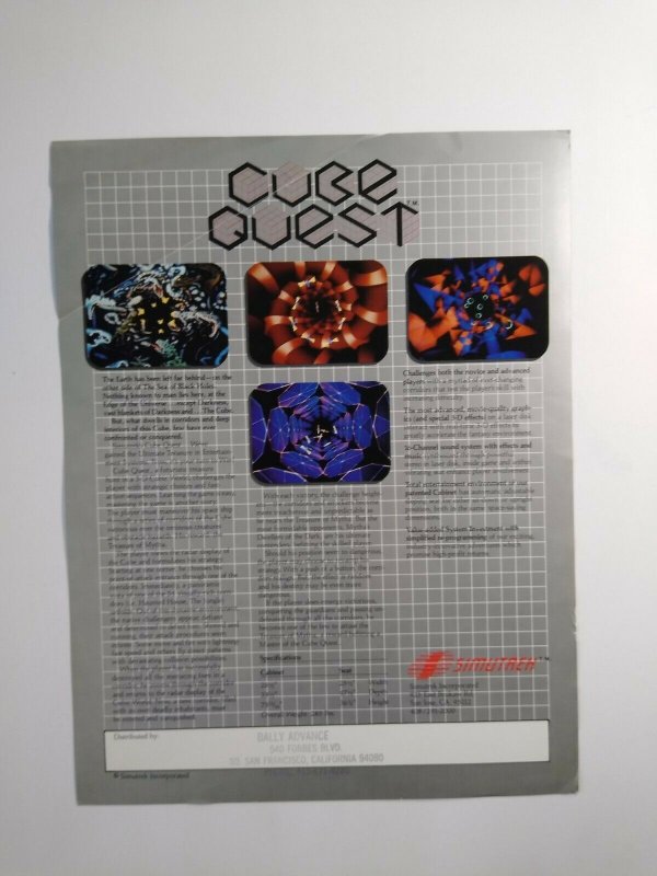 Cube Quest Arcade Flyer Simutrek Retro Video Game Art Print Promo Sheet ...