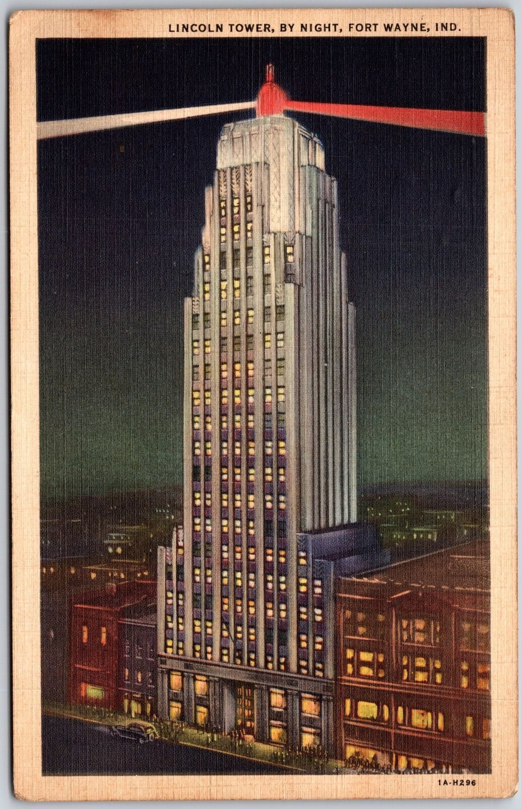 Fort Wayne Indiana IND, 1937 Lincoln Tower Building at Night, Vintage ...
