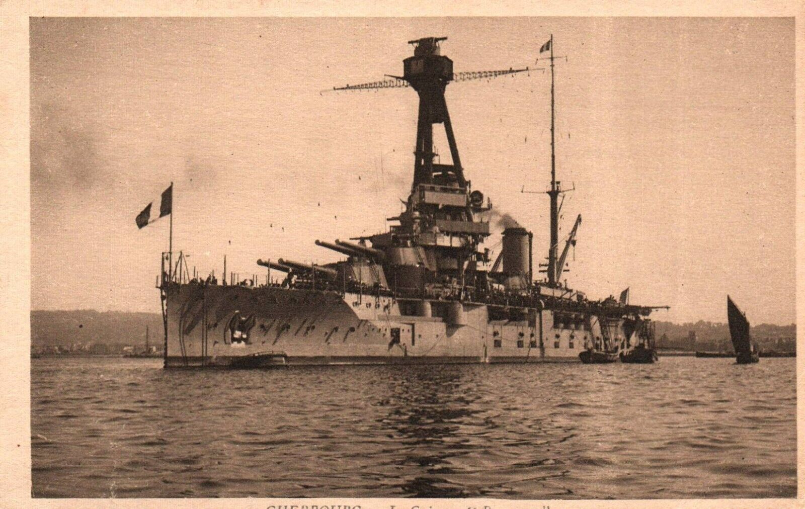 Imperial French Navy Battleship Cruiser Provence c1900s Cherbourg ...