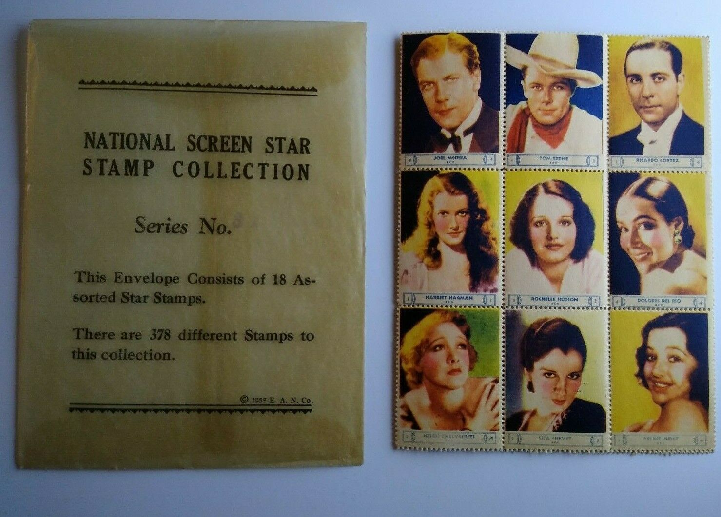 1932 Original National Screen Star Stamps Set 18 + Envelope Tom Keene ...