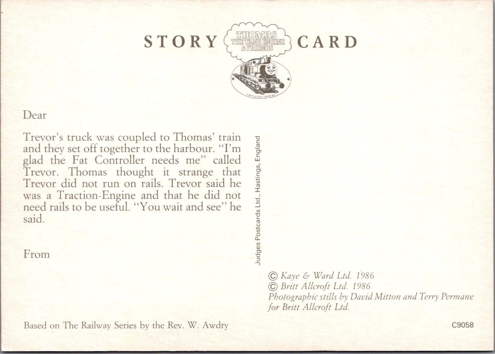 Children's TV Postcard - Thomas The Tank Engine and Friends Animation ...