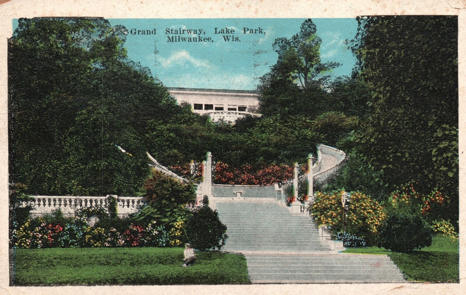 Vintage Postcard 1923 Grand Stairway Lake Park Milwaukee Wisconsin E. C ...