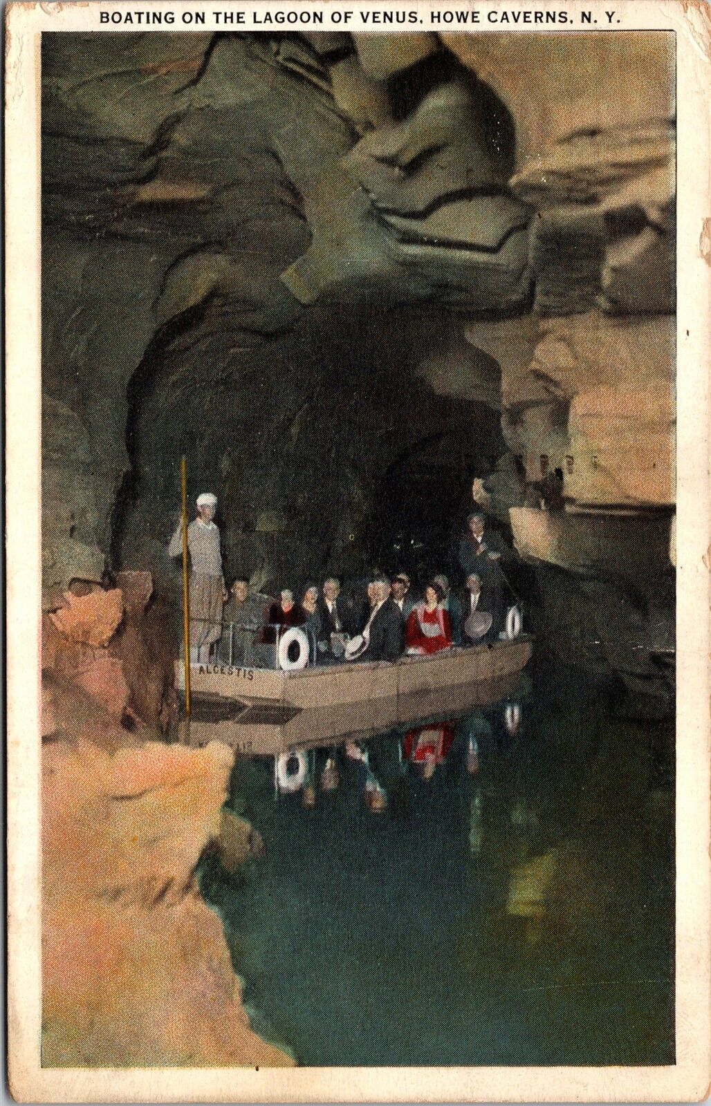 Vtg Howe Caverns New York NY boating on the Lagoon of Venus 1930s ...