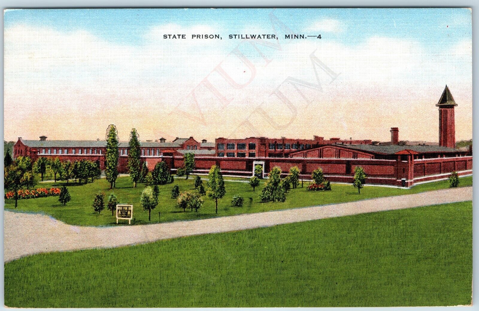 c1940s Stillwater, NC State Prison Birds Eye Jail Yard Fence EC Kropp ...