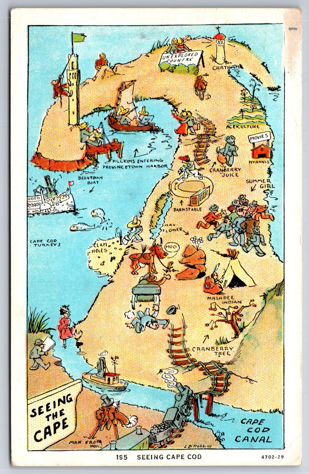Artist LB Robbins~Cape Cod MA~”Seeing The Cape”~Comic Cartoon Map ...