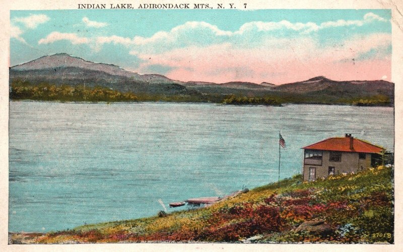 Vintage Postcard 1928 Indian Lake Adirondack Mountains New York NY C. W ...