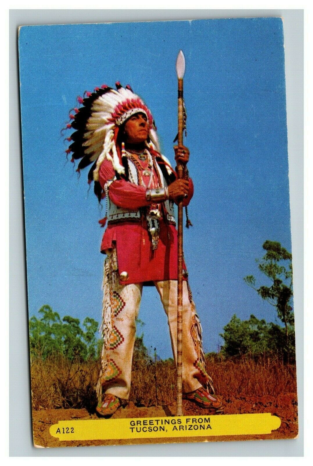 Vintage 1960's Postcard Greetings From Tucson Arizona - Native American ...