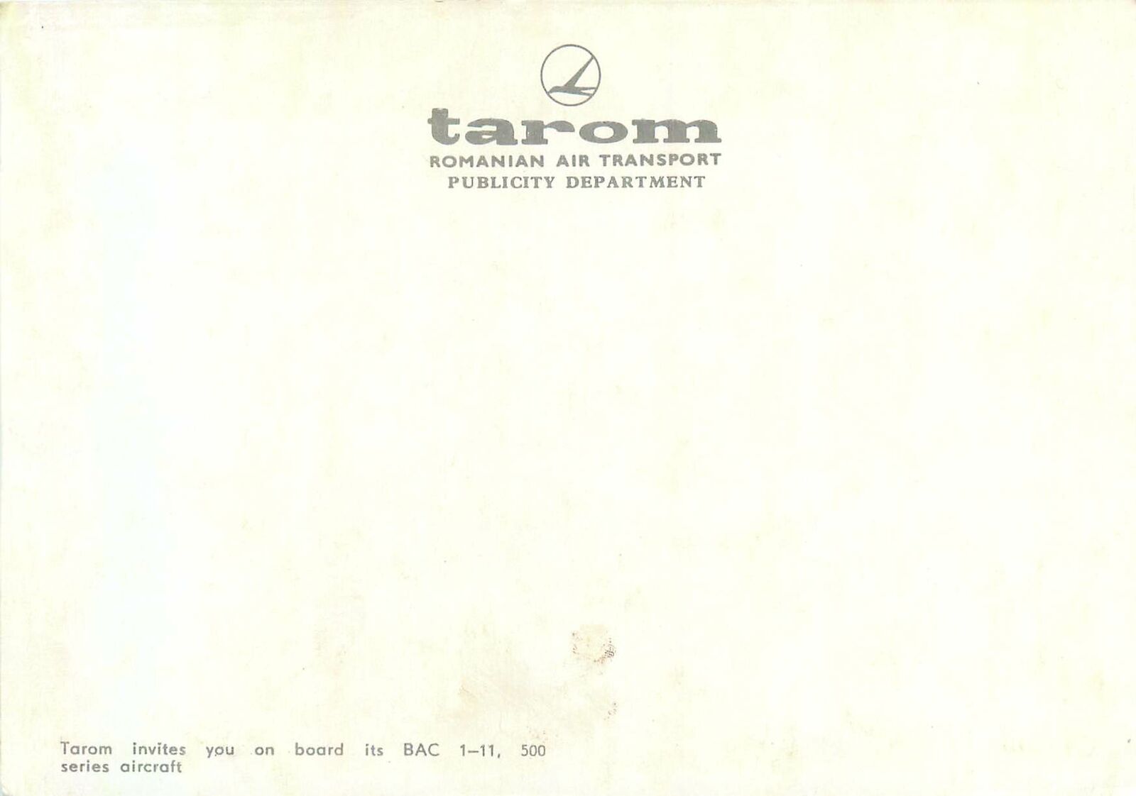 Postcard Transportation Air Bac1-11 500 avion jet Romania Tarom ...