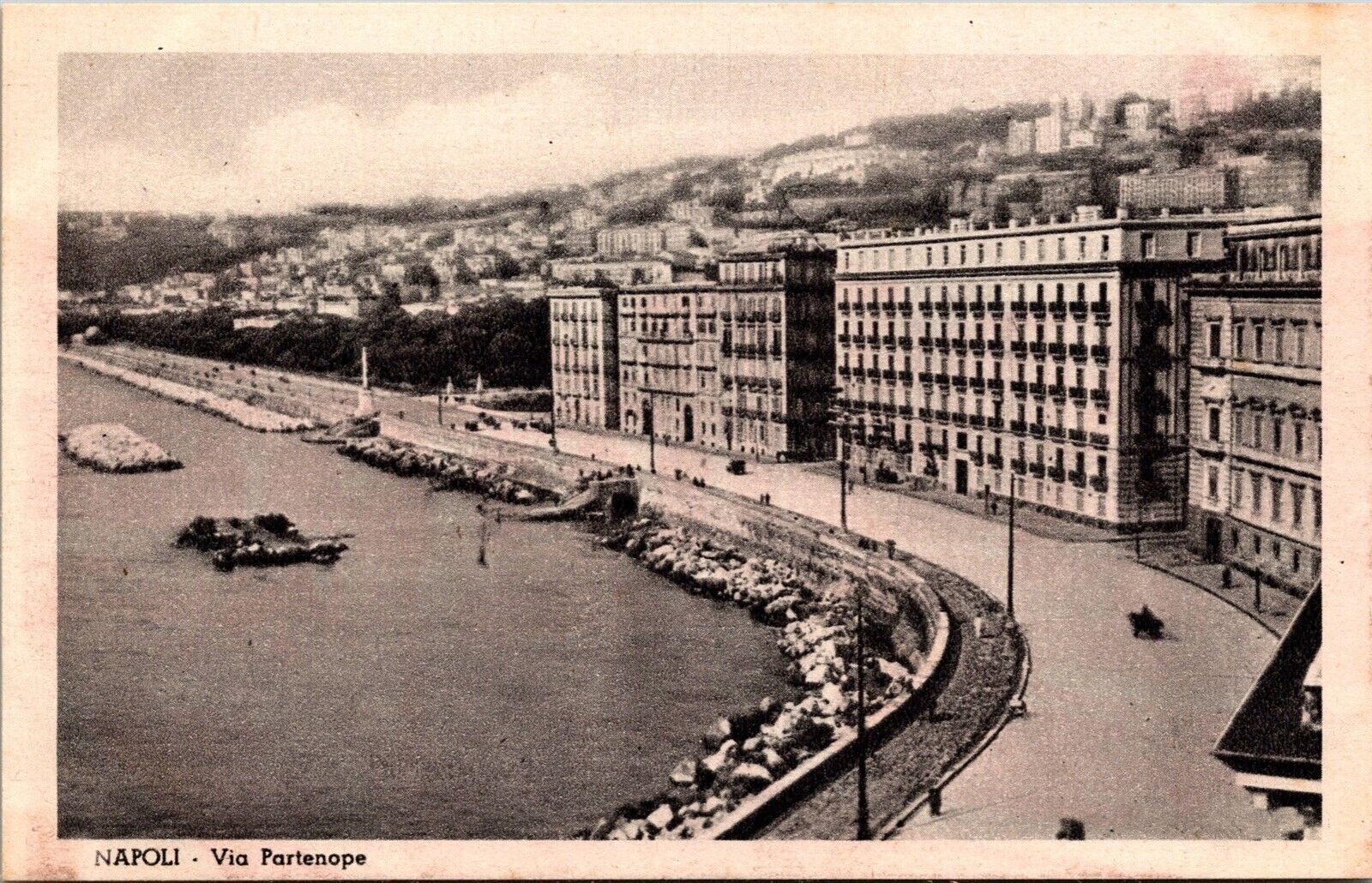 Vtg Napoli Via Partenope Naples Italy 1910s Old Street View Postcard ...