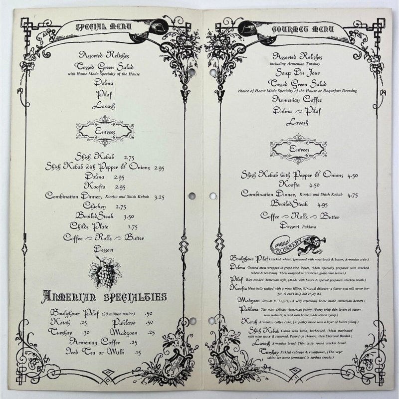 Vintage ~ House of Shish Kebab ~ Restaurant Menu ~ Sacramento ...