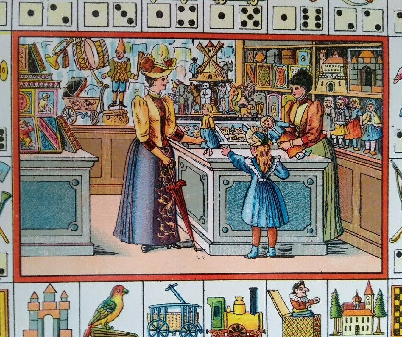 Victorian Print Original Game Board Art France Toy Shop 1890 Lithograph ...