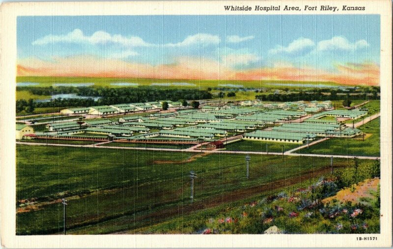 Whitside Hospital Aerial View Fort Riley Kansas 1942 WW2 Wwii Linen ...