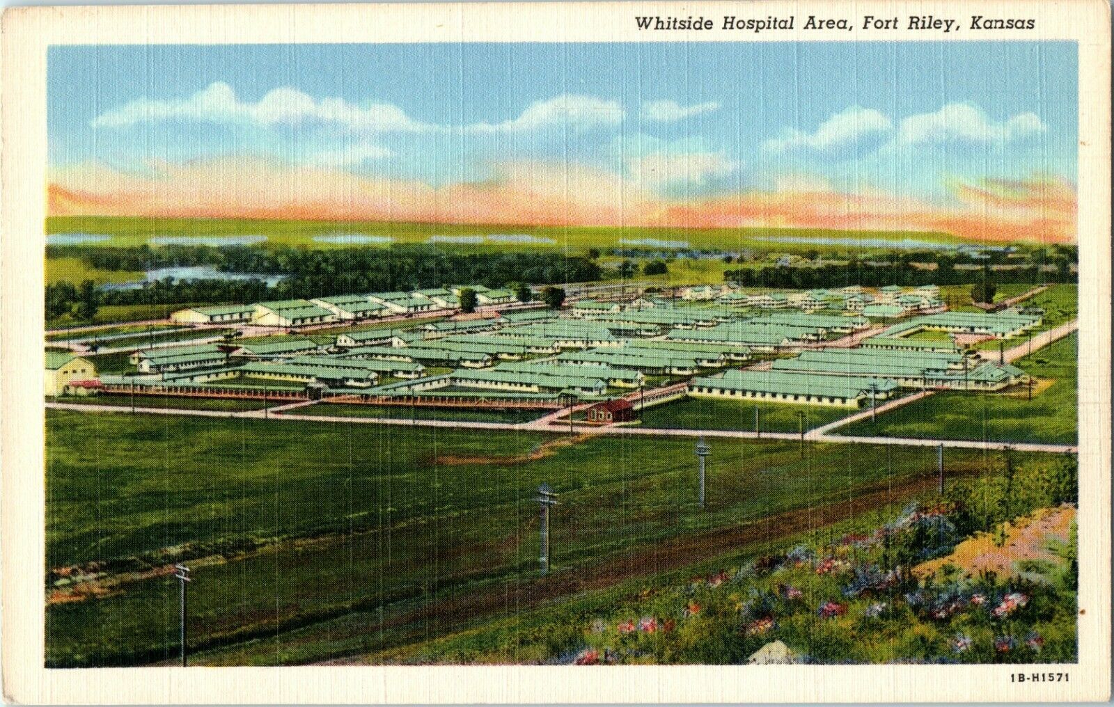 Whitside Hospital Aerial View Fort Riley Kansas 1942 WW2 Wwii Linen ...