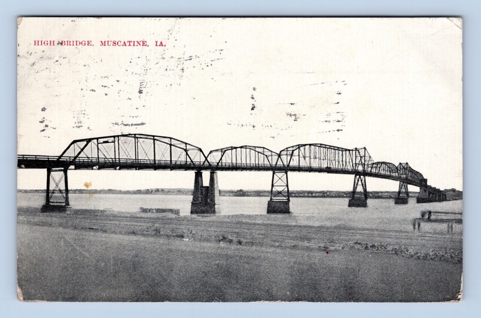 High Bridge Over Mississippi River Muscatine Iowa IA 1910 DB Postcard ...