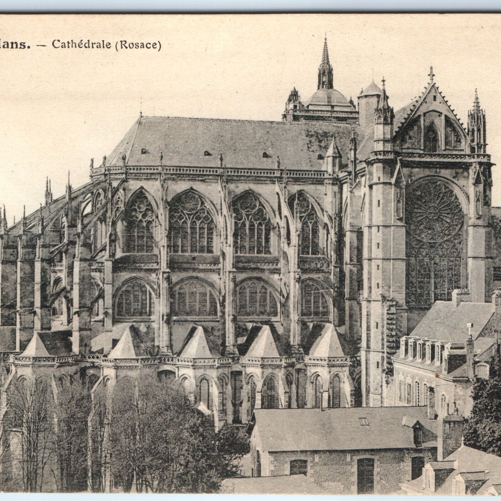 c1900s Le Mans France Cathedral Rosace Medieval Gothic Church Stained ...