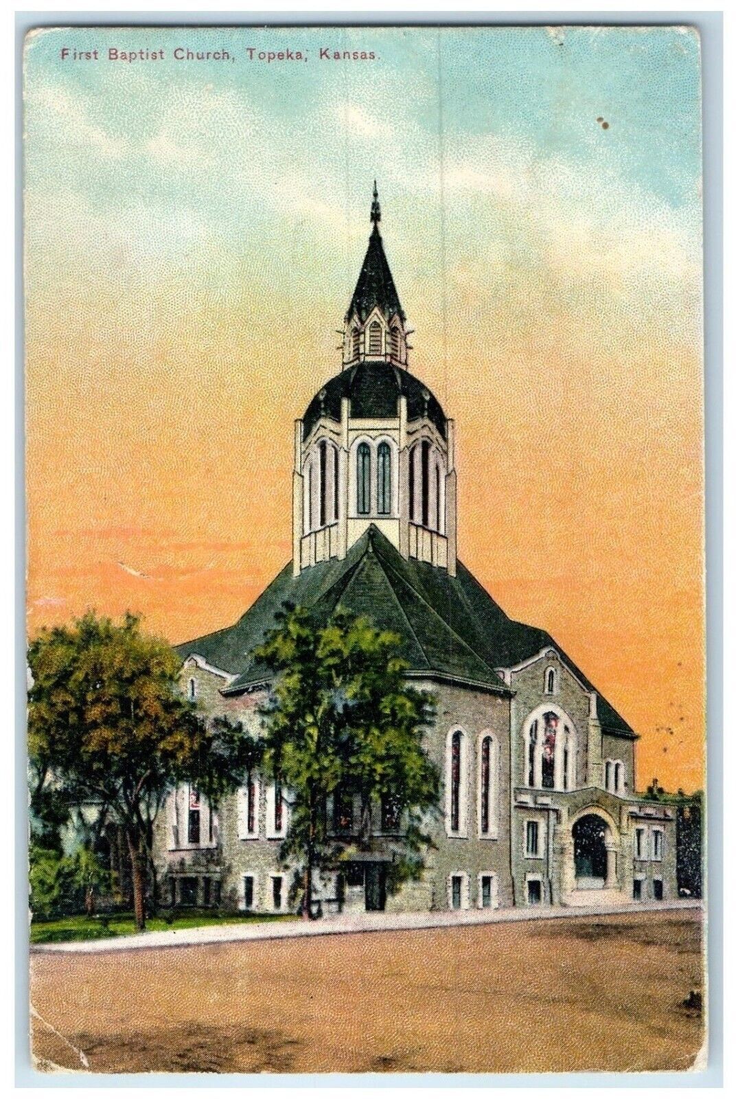 1915 First Baptist Church Chapel Exterior Topeka Kansas Vintage Antique ...